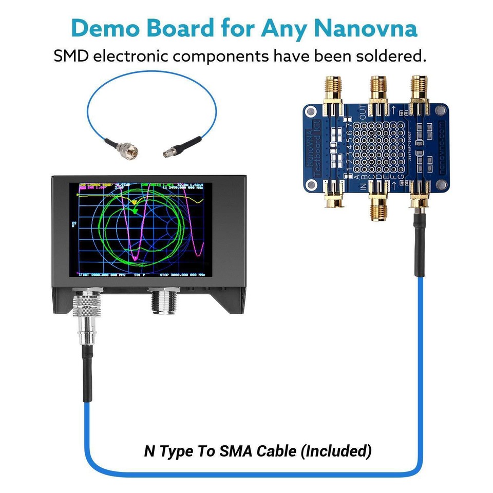 4" NanoVna SAA-2N VNA Antenna Analyzer 50KHz -3GHz Vector Network ...