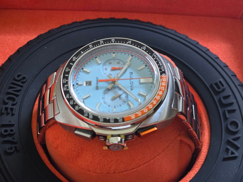 Bulova Racer Blue Dial Sapphire Crystal Chronograph Men's Watch 98B432 ...