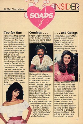 1987 TV SOAP OPERA ARTICLE/LORI LAUGHLIN MEG BENNETT The Young and the ...