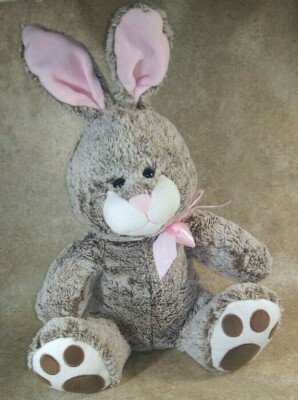 2017 ANIMAL ADVENTURE Dusty Brown Bunny Rabbit Plush Toy w/ Pink Bow 16 ...