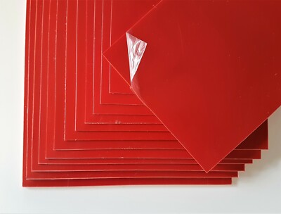Plastic Sheet Red High Impact Polystyrene Plasticard A5 A4 A3 1, 1.5, 2 ...