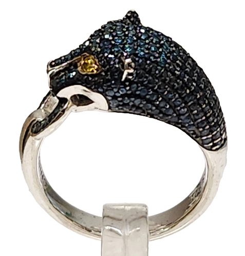 Affinity JS 925 Sterling Silver Blue Yellow Diamond Panther Jaguar Cat ...
