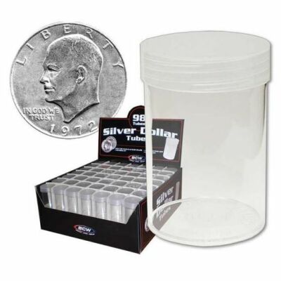 (Pack of 3) BCW Clear Round Coin Tubes SILVER DOLLAR SIZE Heavy Duty ...
