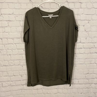 Orvis Womens Tunic Large Green Short Sleeve V Neck Knit Top | eBay
