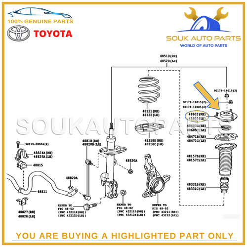 48609-48060 Genuine Toyota SUPPORT ASSY, FRONT SUSPENSION, RH/LH ...