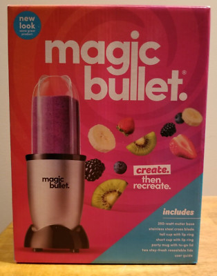 NEW IN BOX THE MAGIC BULLET SMALL SILVER 11 PIECE SET PERSONAL BLENDER ...