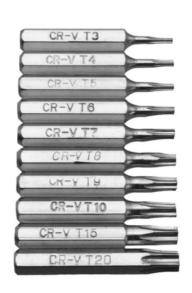 10pcs Micro Torx Bits Set T3 T4 T5 TR6 T7 T8 T9 T10H T15 T20 System 4 ...