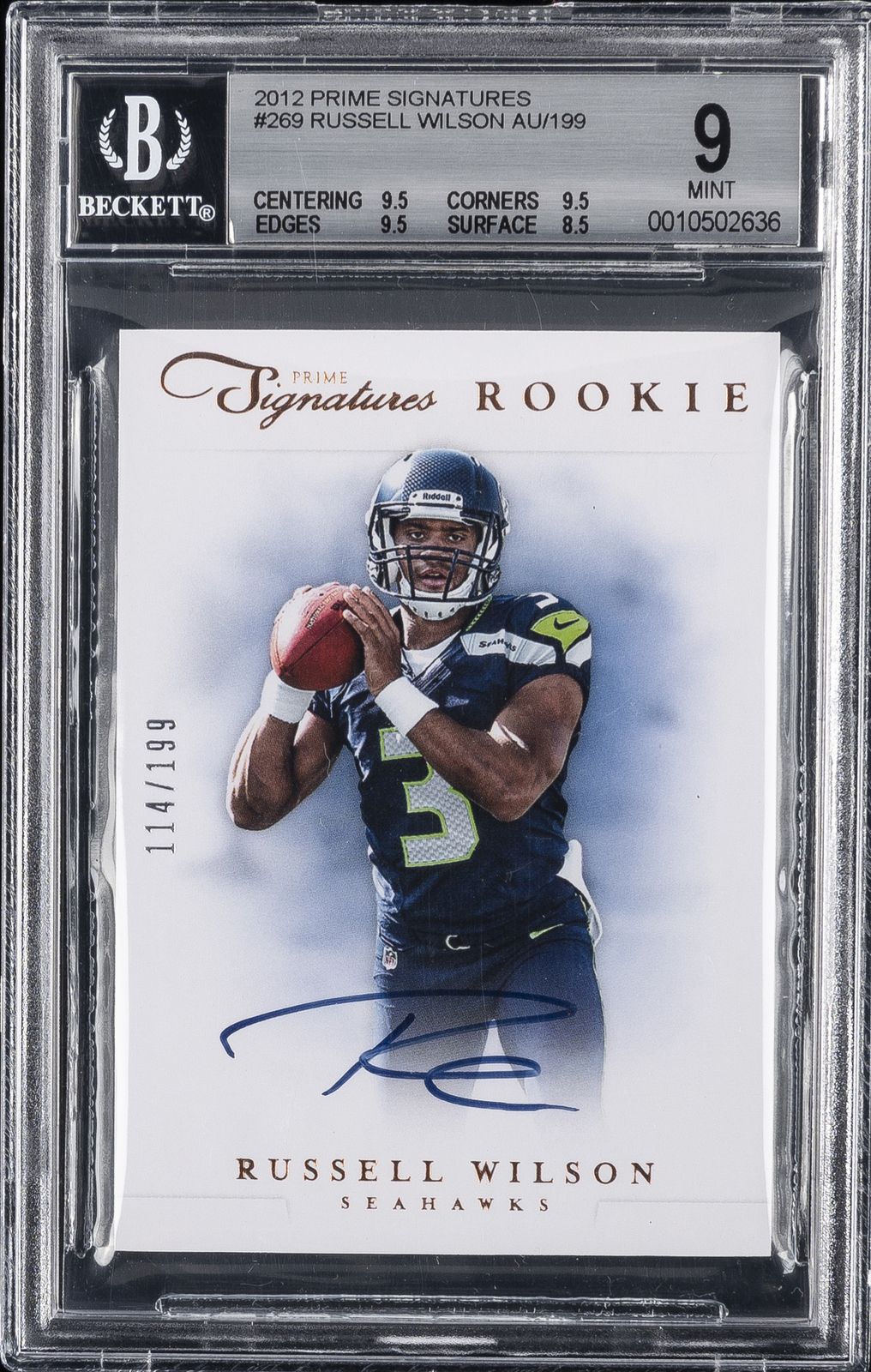2012 PANINI PRIME SIGNATURES #269 RUSSELL WILSON ROOKIE RC /199 BGS 9 ...