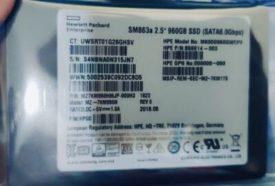 Samsung SM863a 960GB SATA 6.0Gbps MZ7KM960HMJP-000H3 MZ-7KM960N ...