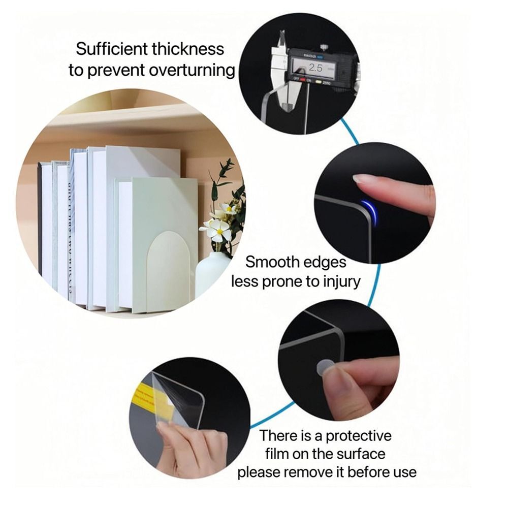 Clear Bookends Non-Skid Book Stopper Accessories Book Holder | eBay