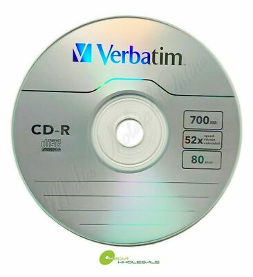 20 VERBATIM Blank CD-R CDR Logo Branded 52X 700MB Media Disc in Paper ...
