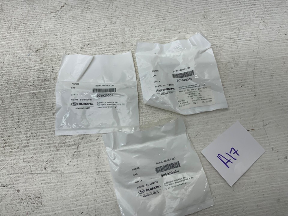 2009 2010 2012-2016 Subaru Forester Roof Molding Rivets 905920039 (3 ...