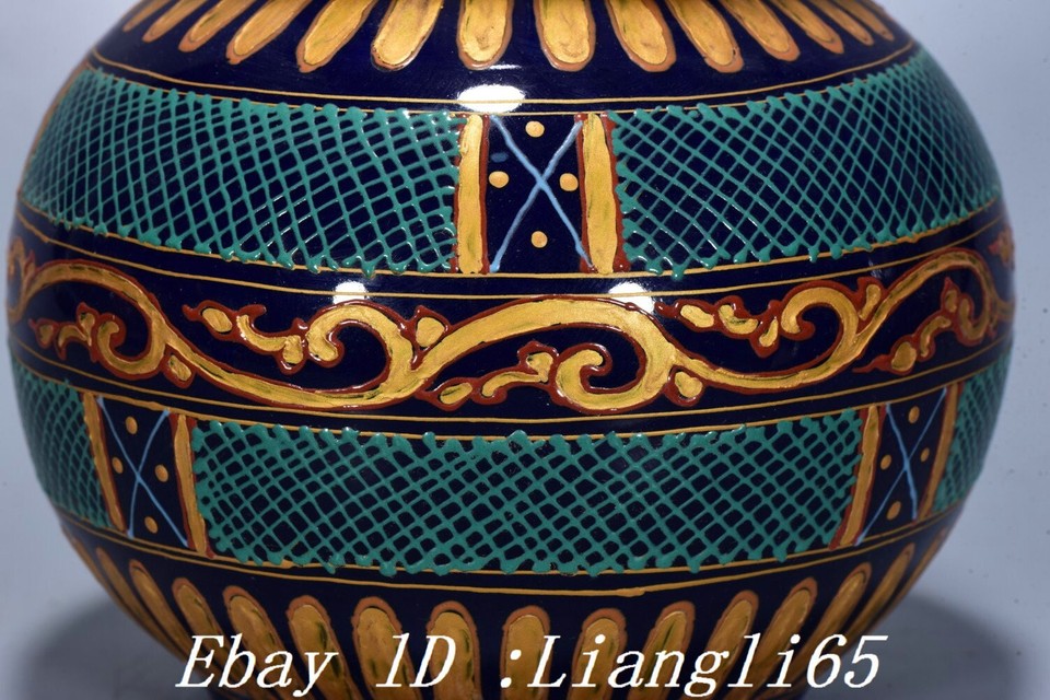 11'' Ming Yongle Emaille Farbe Gilt Fengshui Kürbis Flasche Vase Paar ...