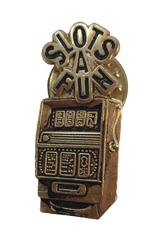 Slots A Fun Slot Machine Gambling Gold Tone Metal & Enamel Lapel Pin ...