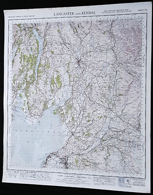 1946 Ordnance Survey Antique Map Lancaster & Kendal areas of Lancashire ...