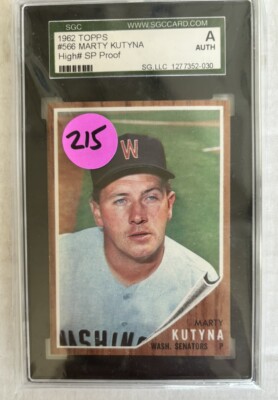 Rare Proof #566 Hi # Marty Kutyna 1962 Topps Blank Back See Scans Nice ...