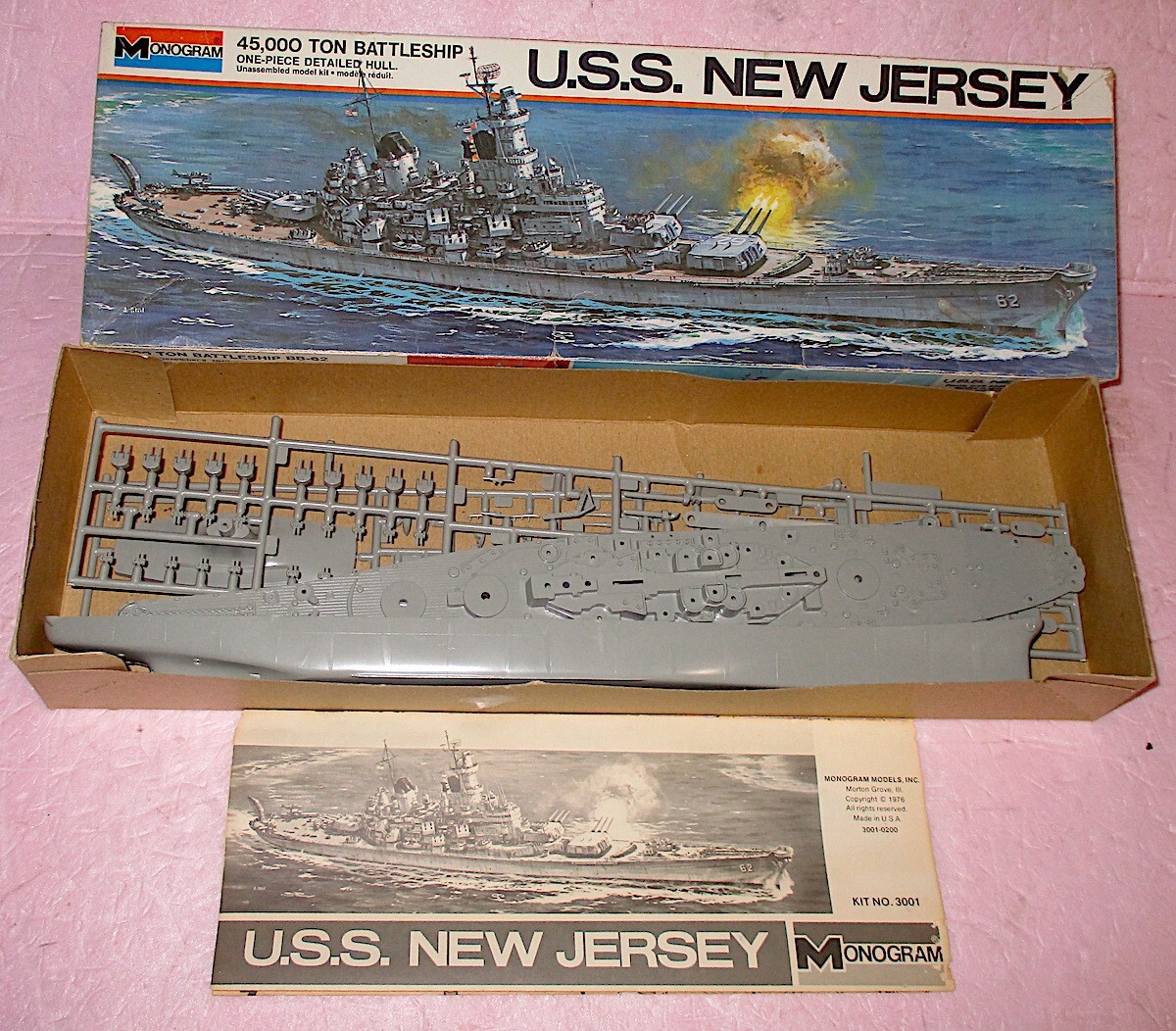 Monogram WW2 Battleship USS NEW JERSEY Vintage Kit 16” Model Kit #3001 ...