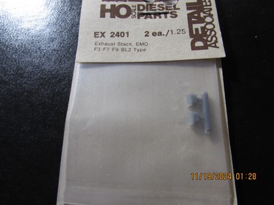 HO SCALE, DETAIL ASS. DIESEL, CB 2401, EXHAUST STACK EMD VF3,F7, F9 ...
