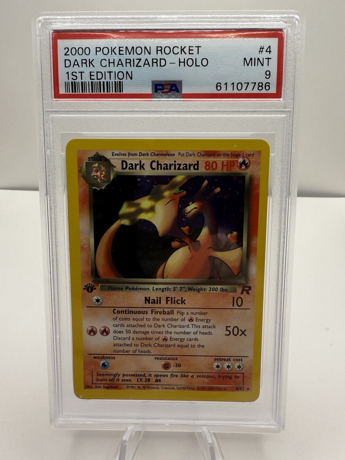 2000 Pokemon 1st Edition Team Rocket # 4 Dark Charizard Holo PSA 9 Card ...