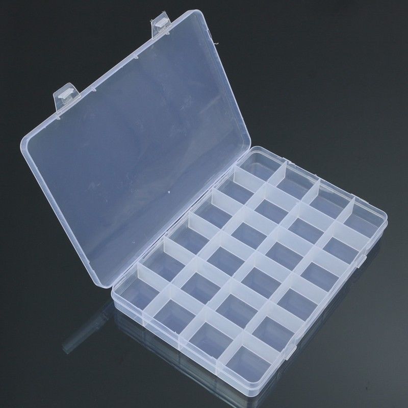 24 Compartments Plastic Box Case Jewelry Bead Storage Container Craft ...