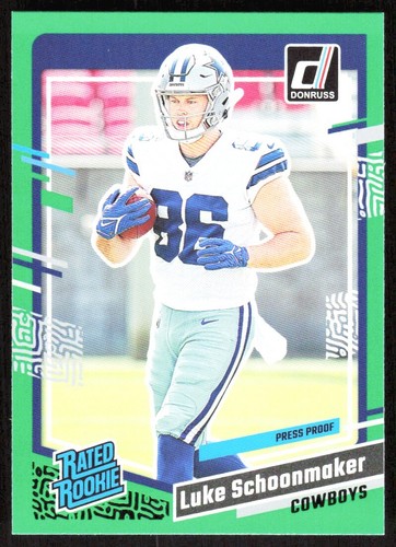 2023 2339A Donruss Press Proof Green Luke Schoonmaker Rookie Dallas ...