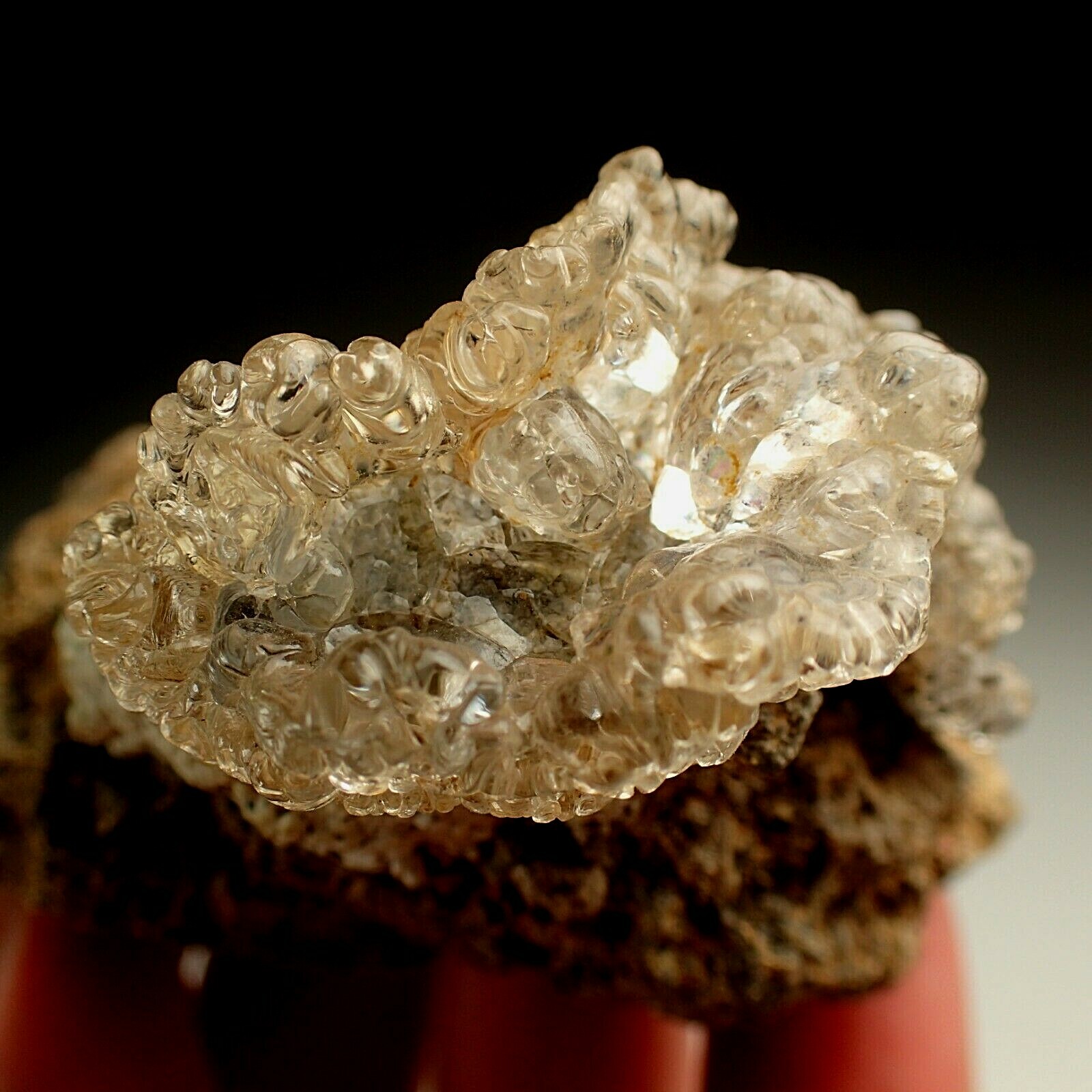 HYALITE * WATER-CLEAR BOTRYOIDAL OPAL ON MATRIX * NICE ! Valec, CZECH ...