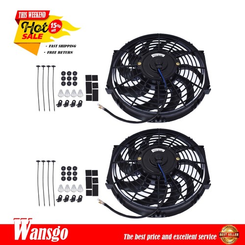 2Pcs 12'' Universal Electric Radiator Cooling Fans Slim Push Pull Mount ...