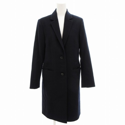 UNIQLO Wool Cashmere Chester Coat Single Knee Length M Navy 212-400732 ...