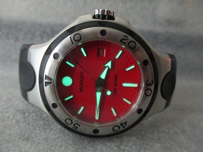 MOVADO RED DIAL "800" SERIES DIVERS WATCH STAINLESS STEEL LIMITED ...