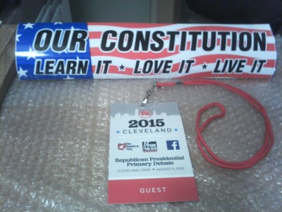 TRUMP CLEVELAND GUEST DEBATE BADGE AND "OUR CONSTITUTION" BUMPER ...