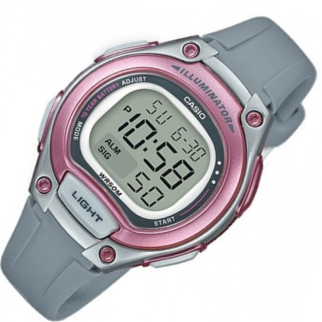 Casio Digital Grey Pink Quartz Dual Time Wr50m Sports Watch Lw-203-8a ...