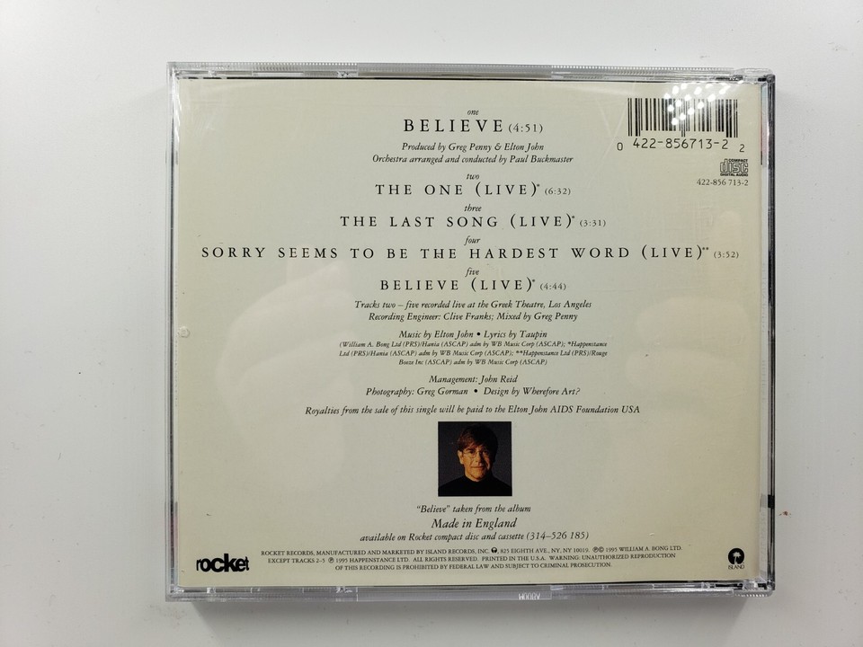 Elton John - Believe CD Maxi Single 42285671124 | eBay