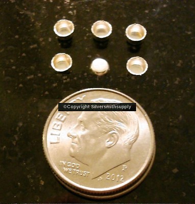 Bezel cup sterling silver 3mm round machine made plain edge bezel cup ...