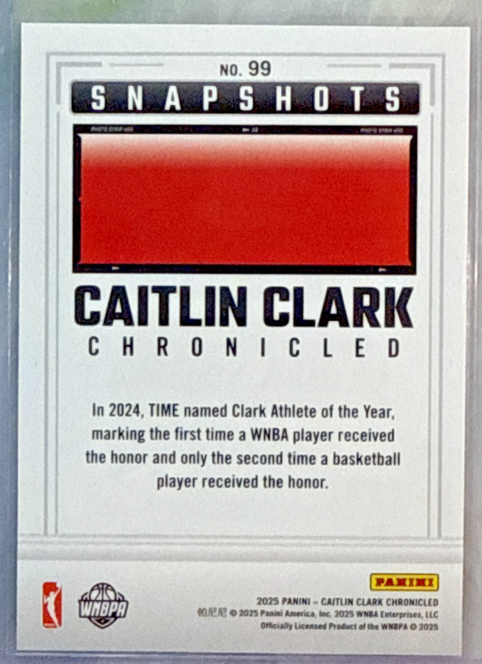 2025 Panini Caitlin Clark Chronicled Time Magazine Athlete Of The Year ...