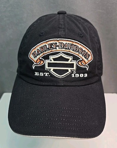 Harley Davidson Motorcycles hat embroidered shield black strapback cap ...