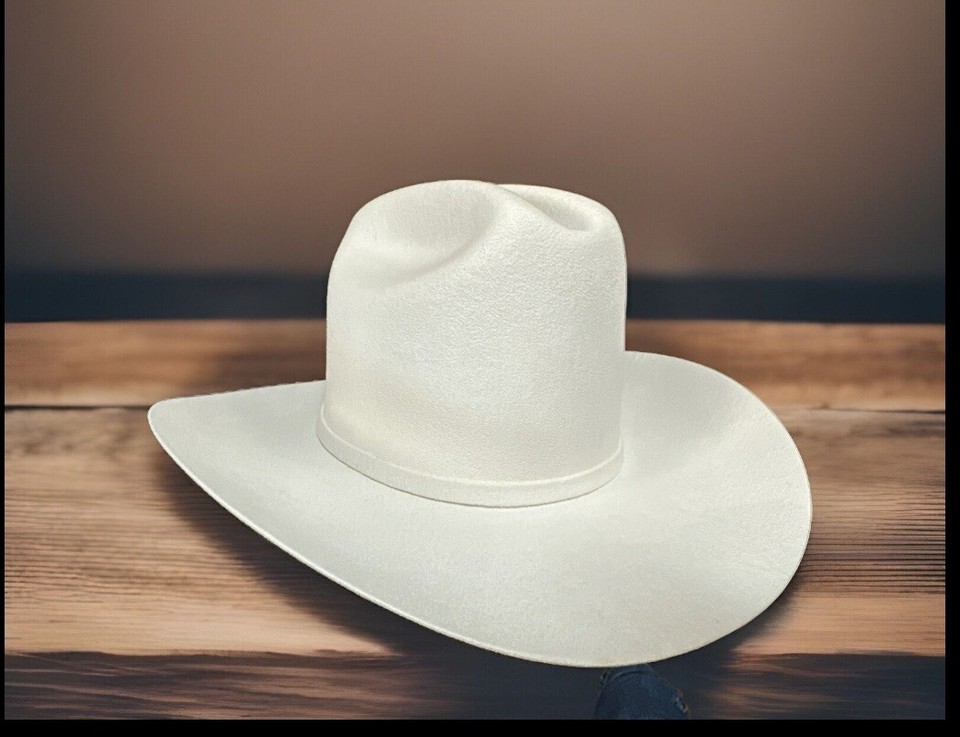 Genuine 100% Felt Fine Wool 6X Western Hat Pure White Brim 3-1/2 -Allen ...