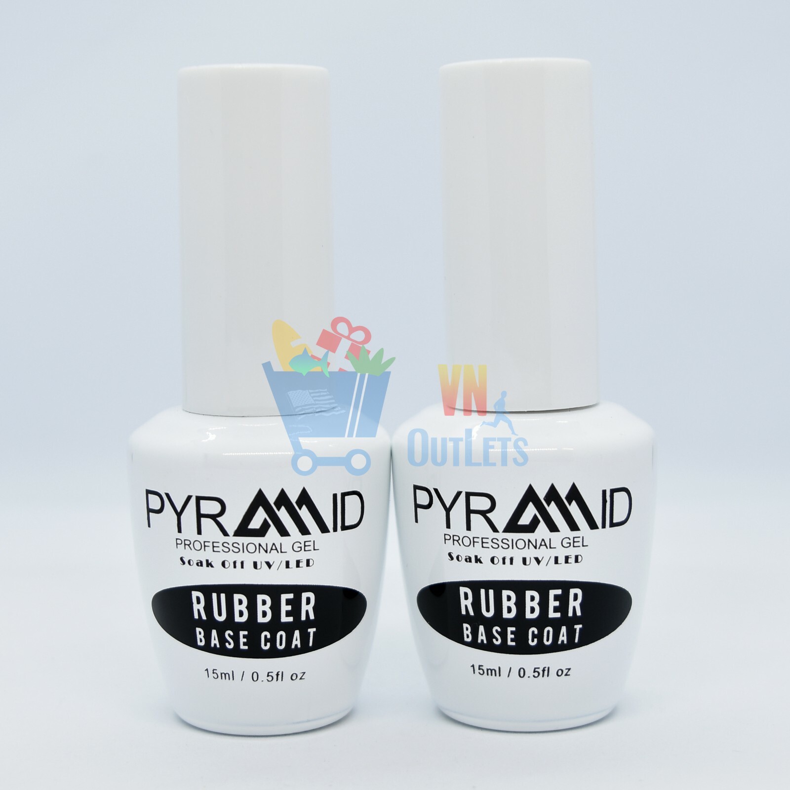 2 Bottles Pyramid Professional Gel Rubber Base Coat 15 mL - 0.5 fl oz ...