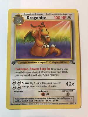 1st Edition Dragonite Fossil Non Holo 1999 Pokemon Card | eBay