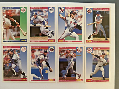 1992 Score Baseball -Lot of 8 cards - (#100, 162, 165, 168, 170, 182 ...