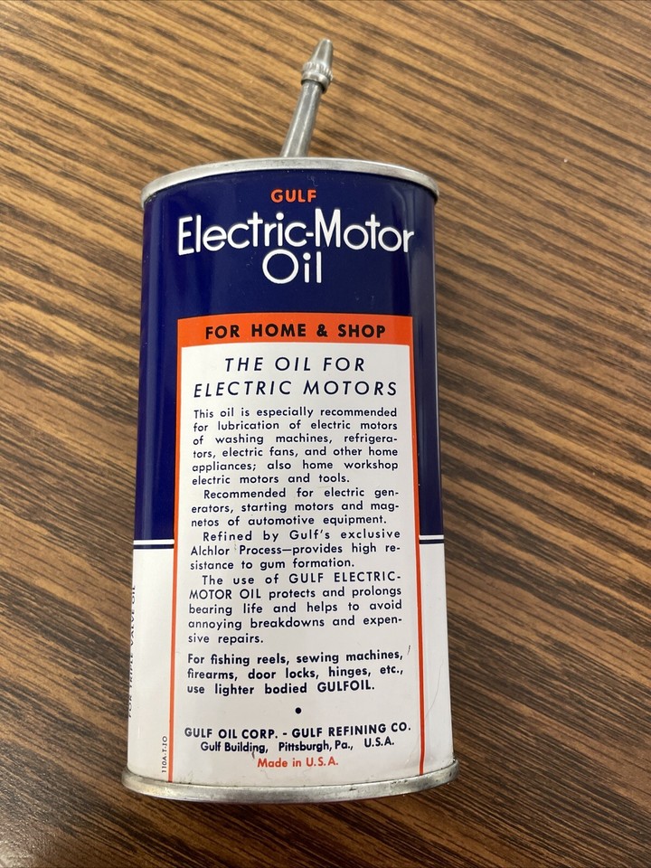 Vintage 4oz Gulf Electric Motor Oil Near Mint | eBay