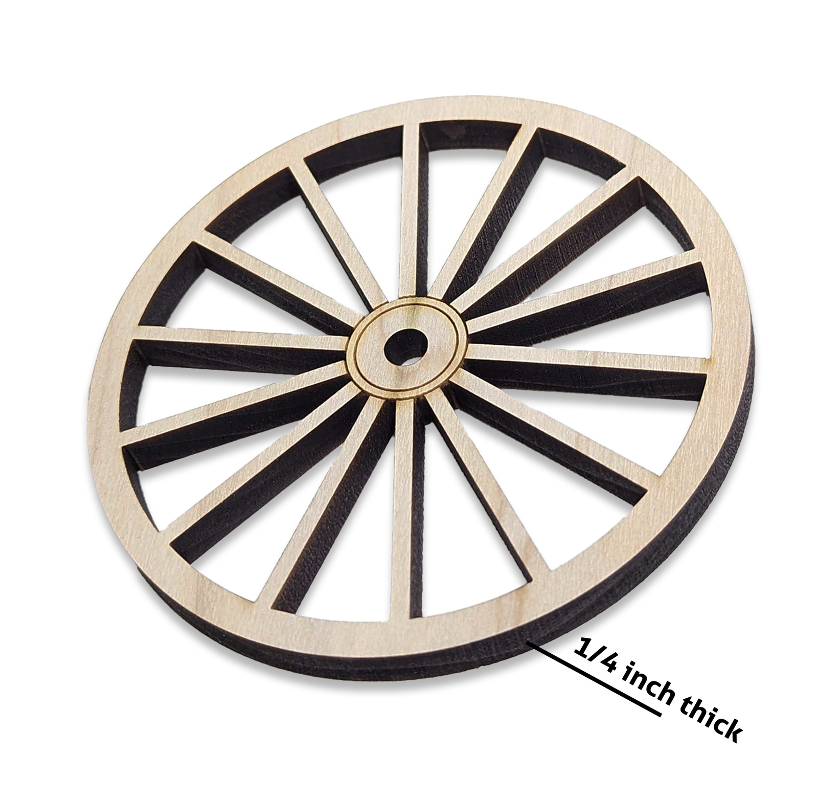 14 spoke wooden wheels for crafts (Set of 4), Solid Poplar wood wheels ...