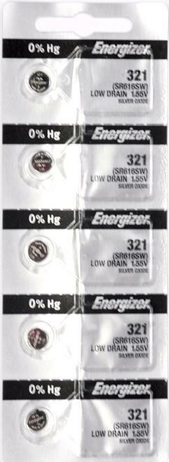 Energizer 321 SR616SW Watch Cell Batteries New and Sealed pack of 5 ...