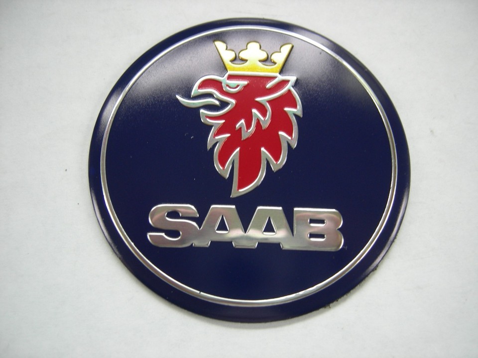 SAAB WHEEL CENTER CAP EMBLEMS SET 4 ALUMINUM STICKERS DECAL 3D BLUE | eBay