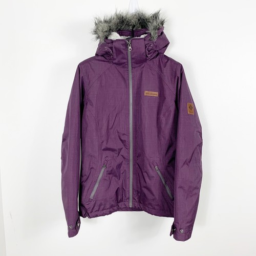 Columbia Womens Fuzzy Faux Fur Hood Lined Winter Ski Coat Purple Size ...