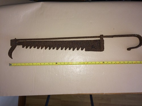 Antique Wrought Iron Sawtooth Trammel Pot Hanger - Inglenook Chimney ...