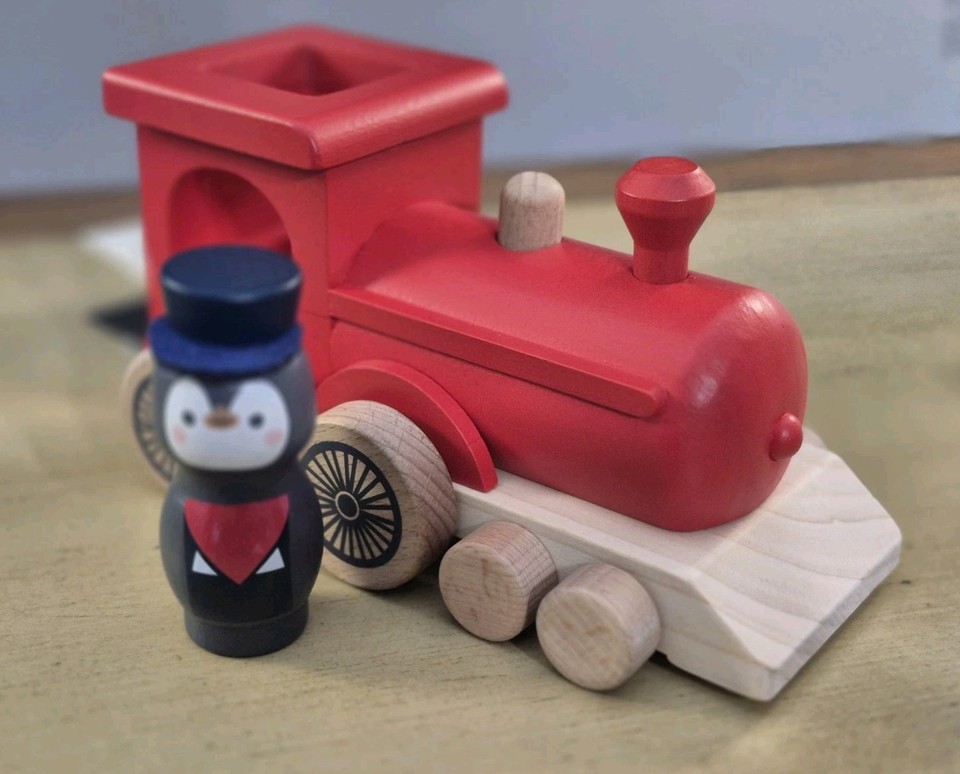 Wooden Christmas Toy Train Peg Pal Penguin Conductor NEW Hearth & Hand ...