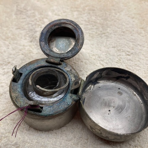 Antique Victorian Era Round Travel Inkwell with Glass Ink Bottle | eBay