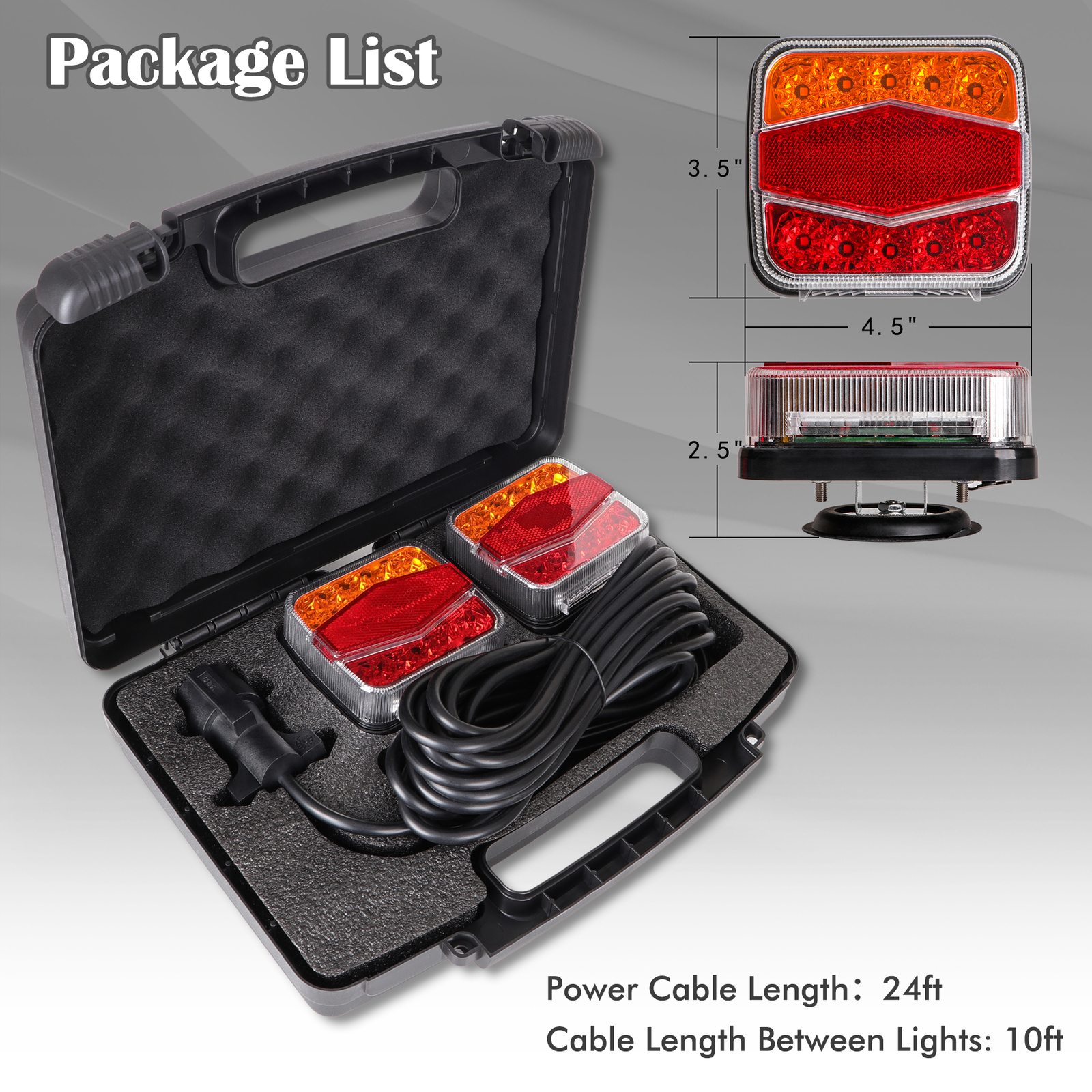 Magnetic Wired LED Towing &Trailer Tail Lights Kit for Trucks Trailers ...