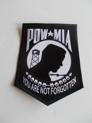POW-MIA~LARGE~PATCH~8" x 10"~EMBROIDERED~IRON / SEW~HARLEY RIDER~BIKER ...