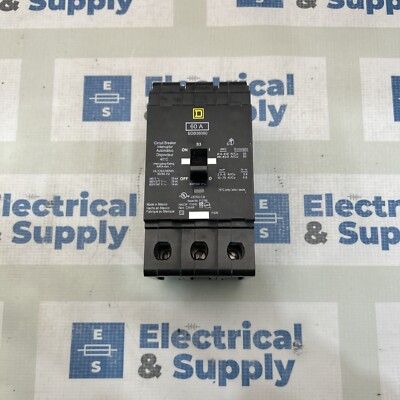 EDB36060 Square D 3 Pole 60 Amp 600V Circuit Breaker EDB New Panel ...